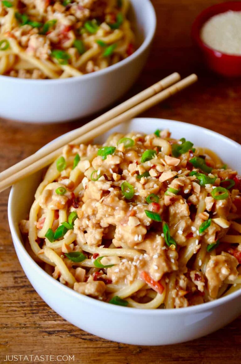 Dan Dan Peanut Noodles with Chicken - Just a Taste