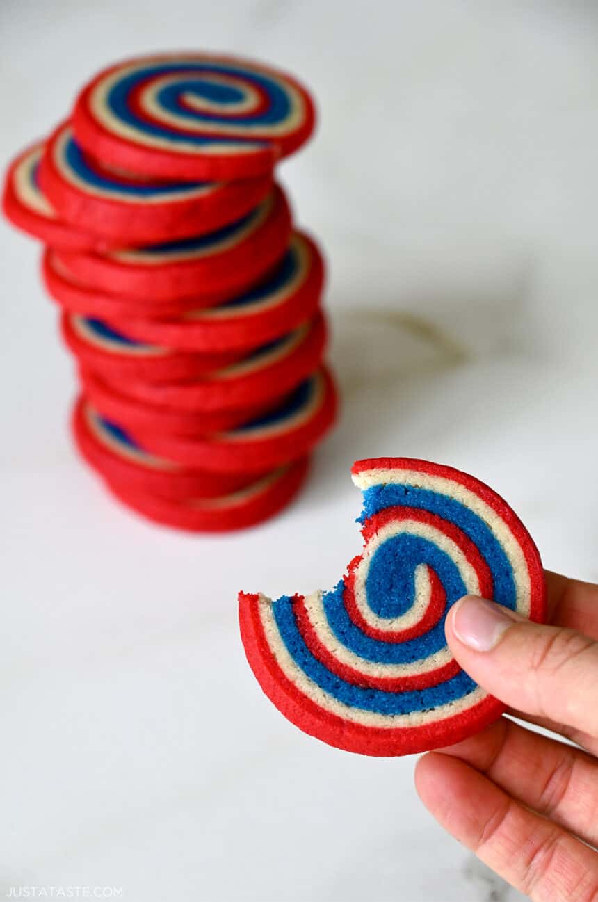 Red, White and Blue Pinwheel Icebox Cookies - Just a Taste