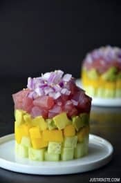 Ahi Tuna Stacks with Ginger-Soy Dressing - Just a Taste