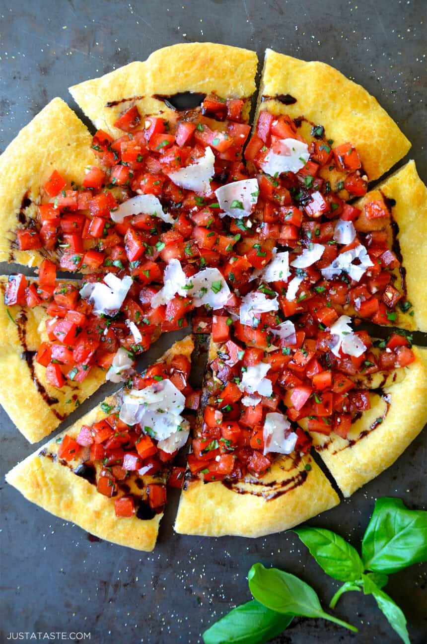Bruschetta Pizza with Balsamic Syrup - Just a Taste