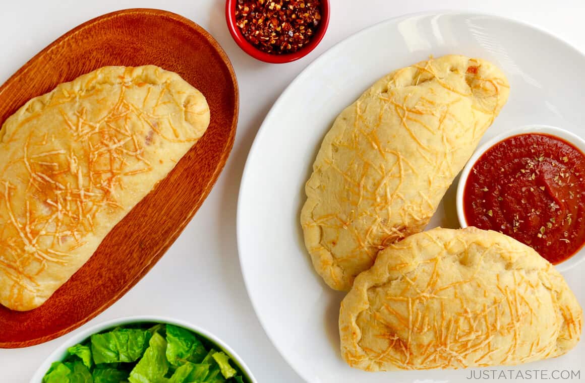 Cheesy Garlic Chicken Calzones - Just a Taste