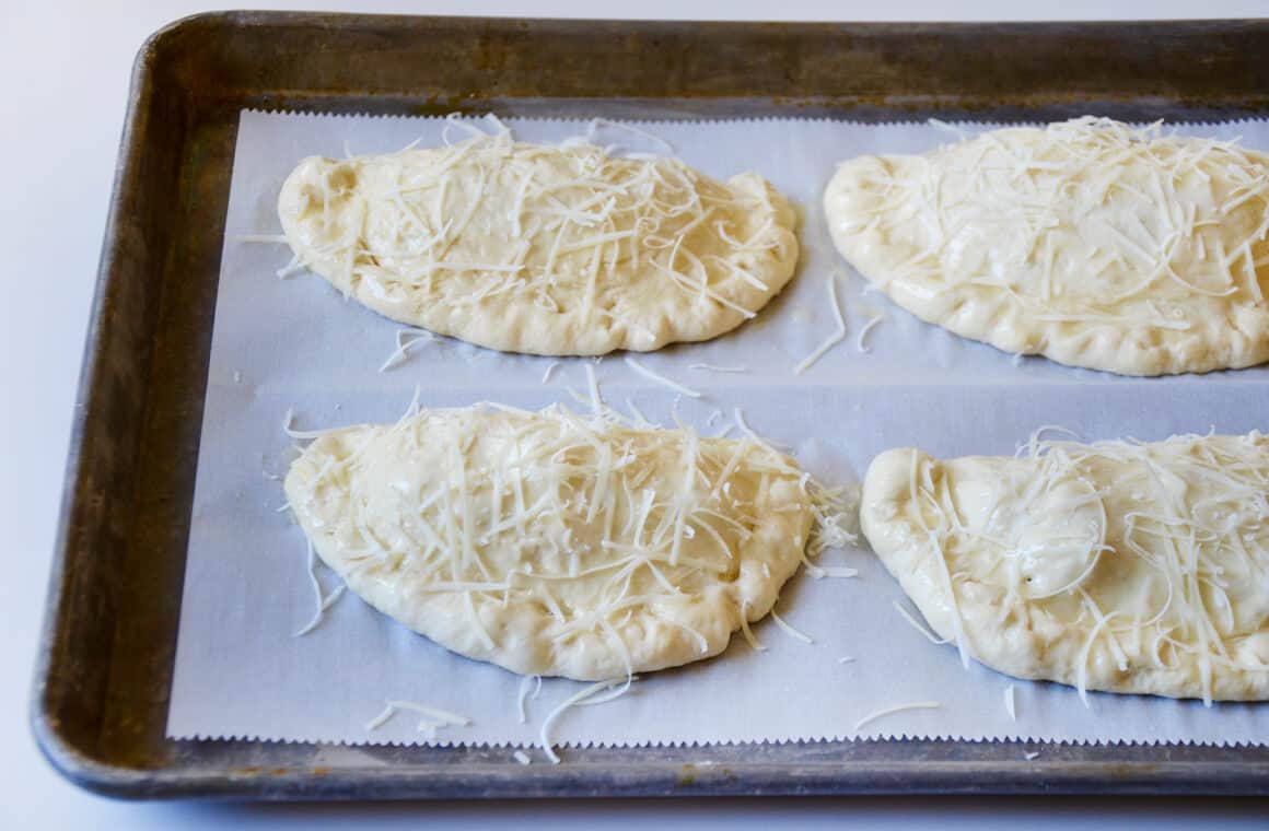 Cheesy Garlic Chicken Calzones - Just a Taste