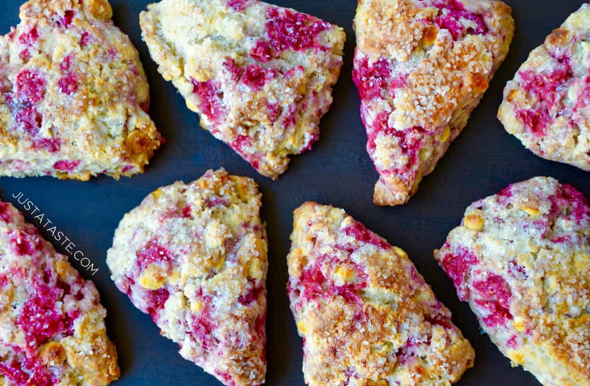 White Chocolate Chip Raspberry Scones - Just a Taste