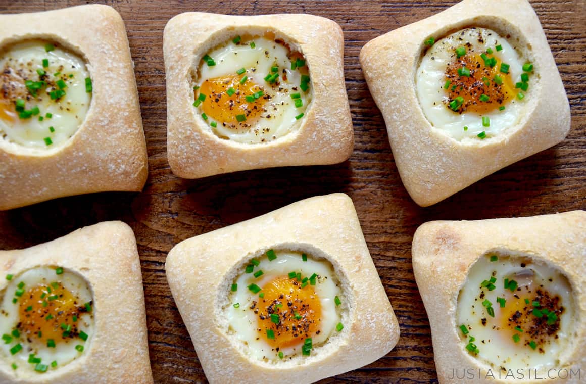 Baked Eggs in Bread Bowls - Just a Taste