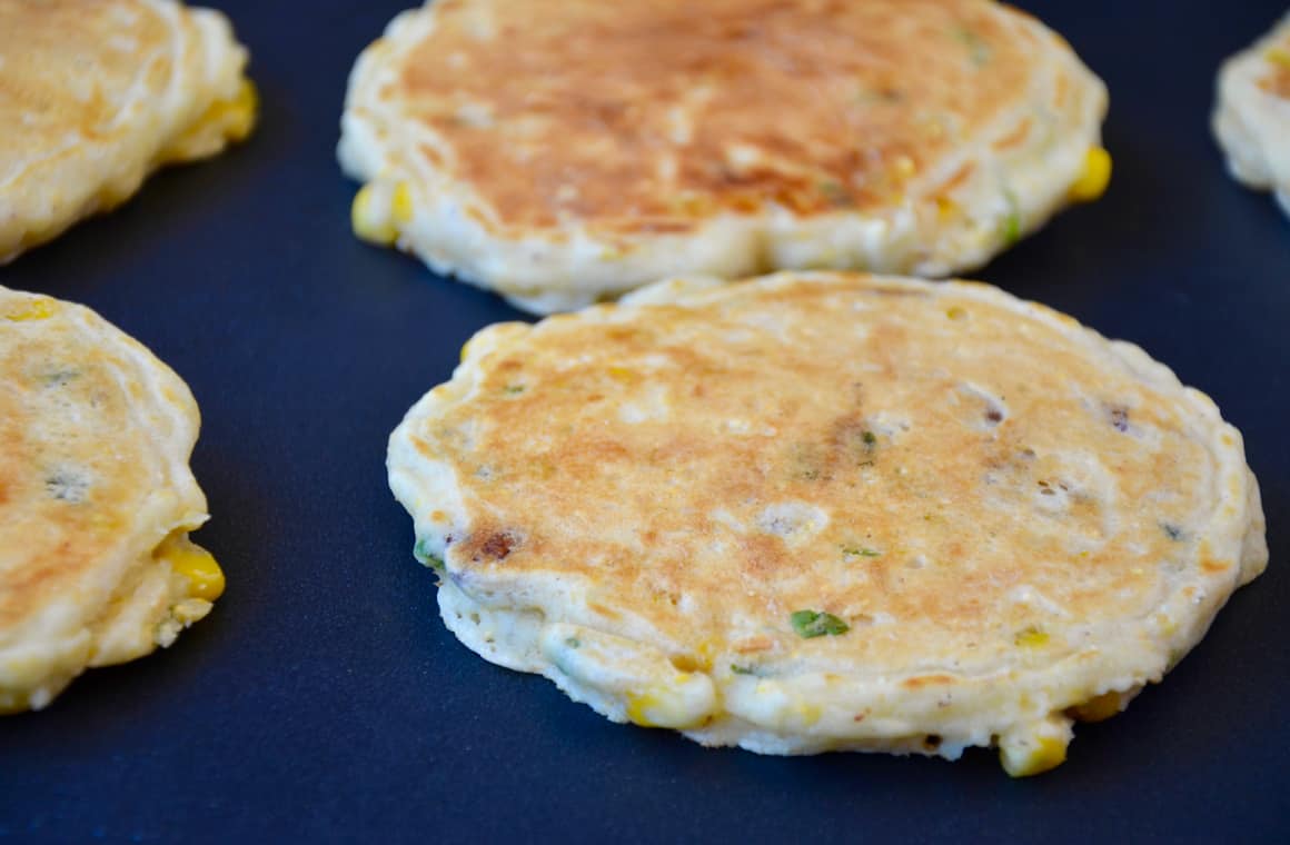 Sweet Corn Pancakes with Bacon - Just a Taste