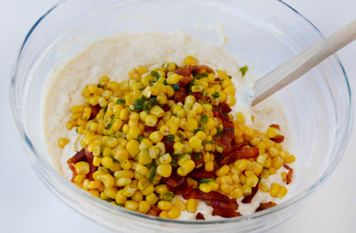 Sweet Corn Pancakes with Bacon - Just a Taste