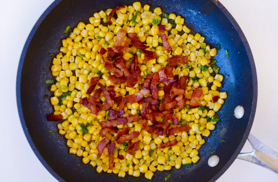 Sweet Corn Pancakes with Bacon - Just a Taste