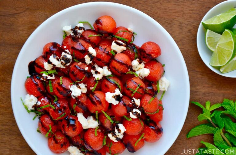 Watermelon Salad with Balsamic Syrup - Just a Taste