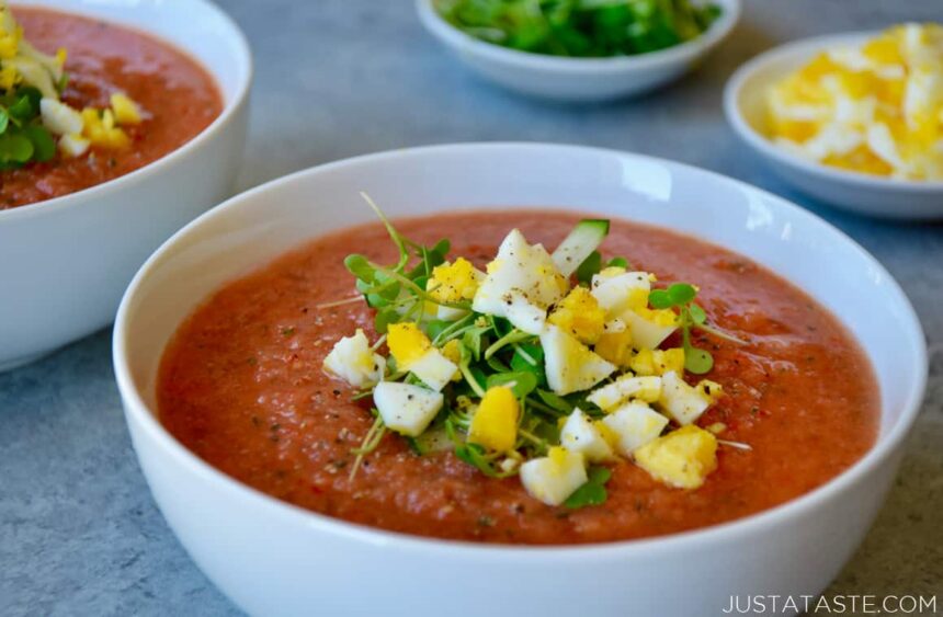 Fast and Fresh Gazpacho - Just a Taste