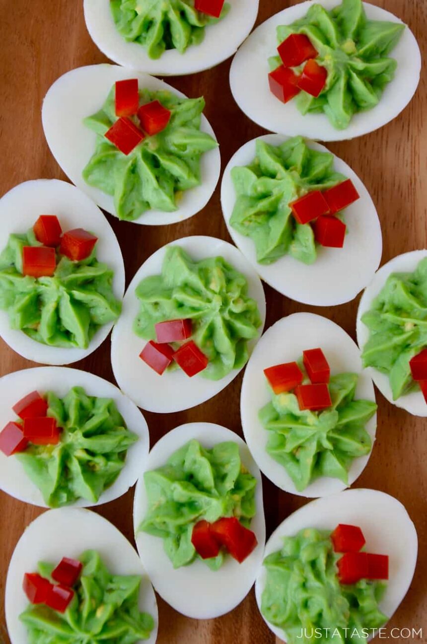 Christmas Deviled Eggs - Just a Taste