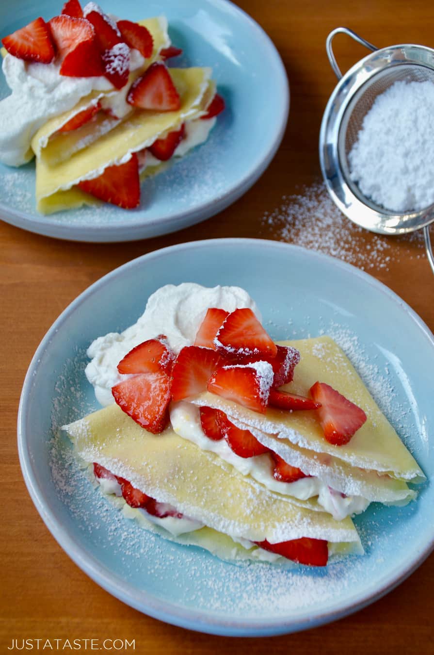 Strawberry Cream Cheese Crêpes - Just a Taste