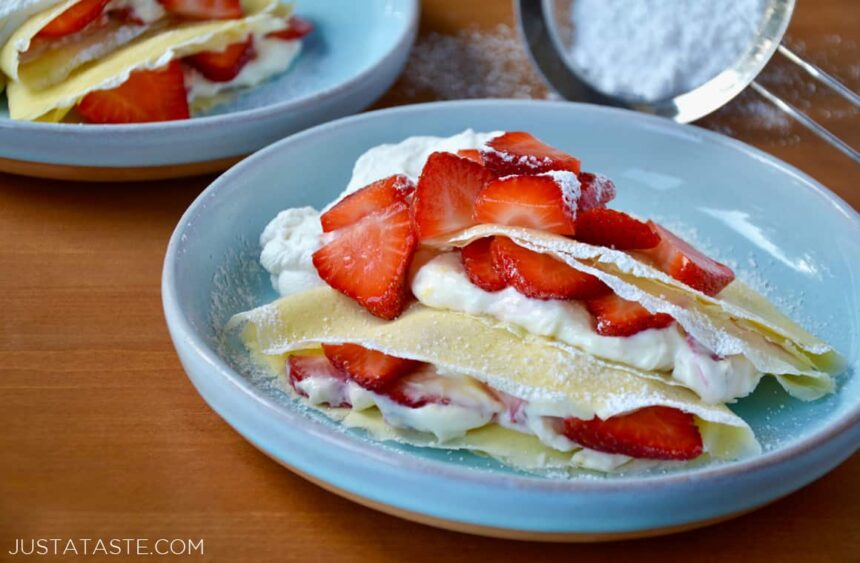 Strawberry Cream Cheese Crêpes - Just a Taste