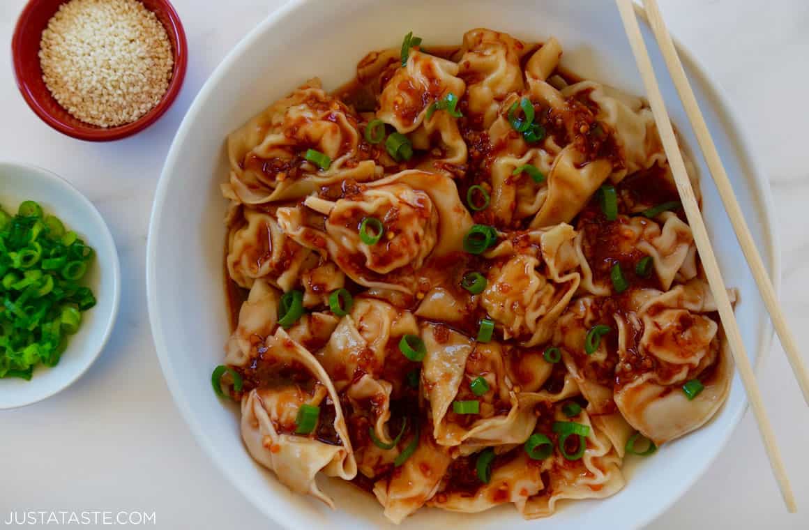 Spicy Chicken Wontons - Just a Taste