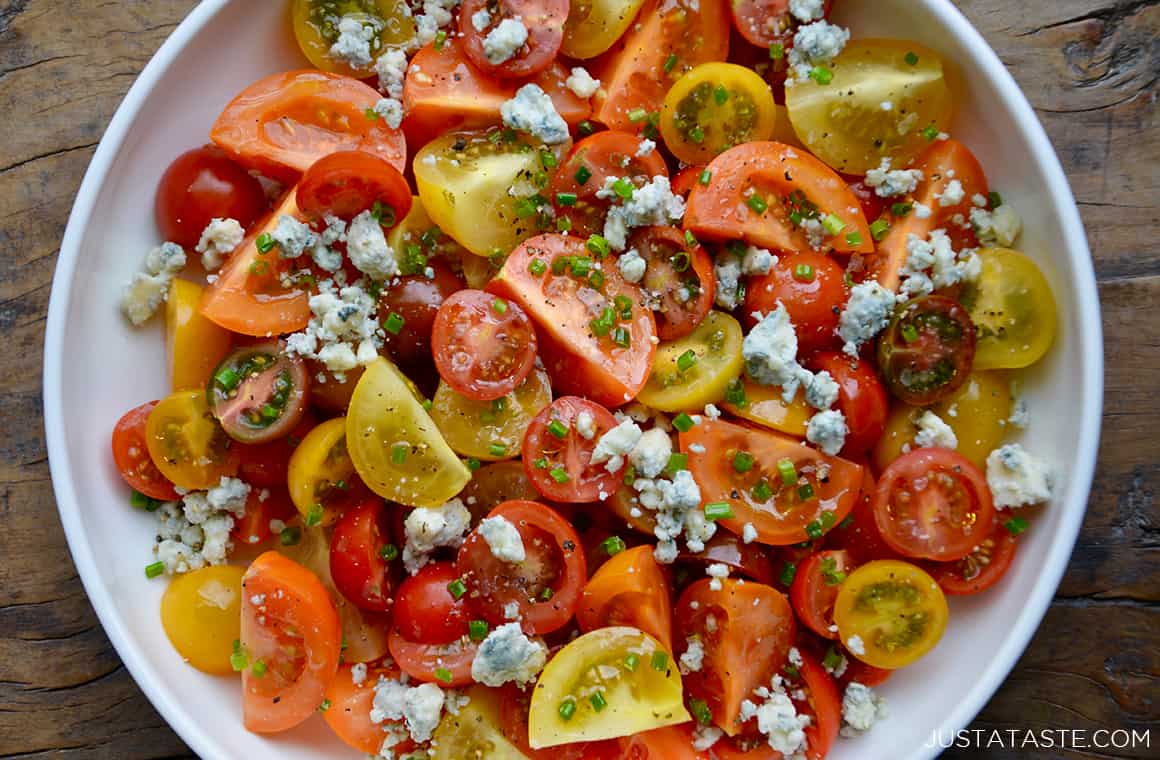 Steakhouse Tomato Salad with Blue Cheese - Just a Taste