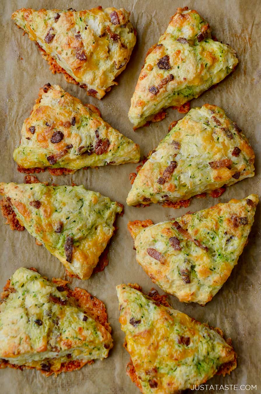 Zucchini Bacon Cheddar Scones - Just a Taste Zucchini Bacon Cheddar Scones - Just a Taste