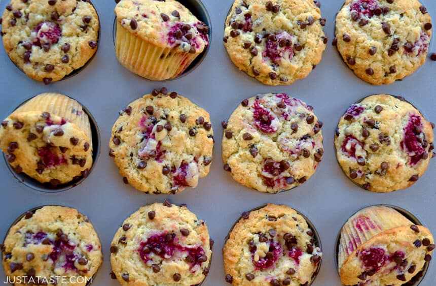 Raspberry Chocolate Chip Muffins - Just a Taste