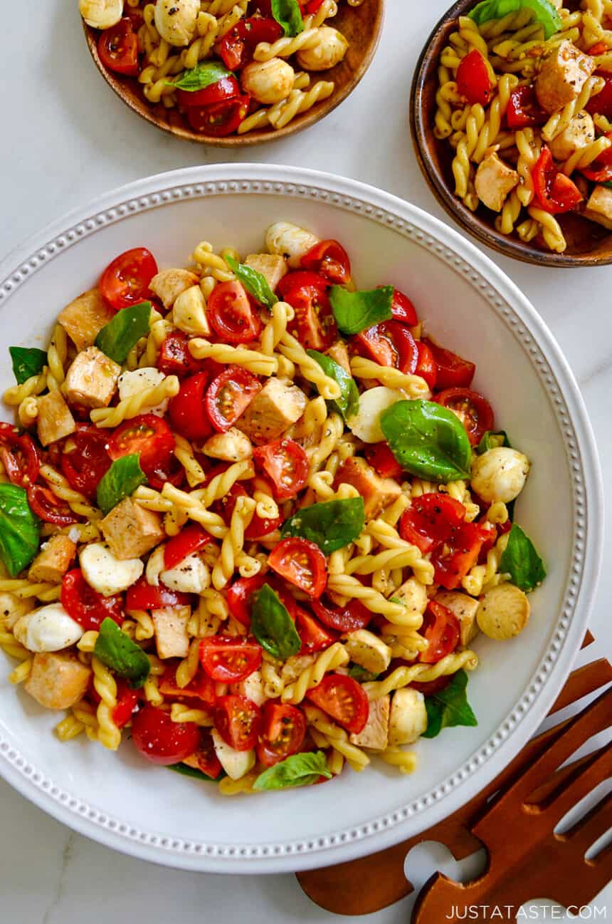 Bruschetta Pasta Salad with Chicken - Just a Taste