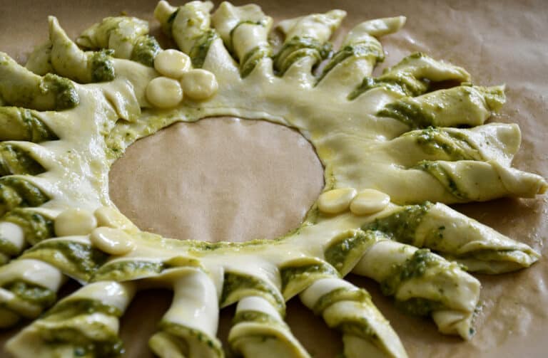 Pesto Puff Pastry Wreath - Just a Taste