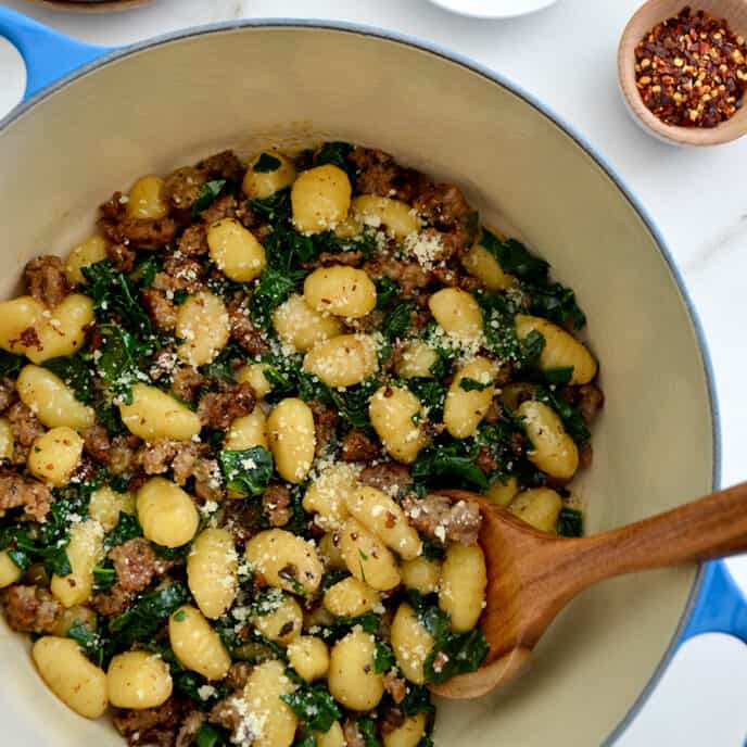 Quick Gnocchi with Crispy Garlic
