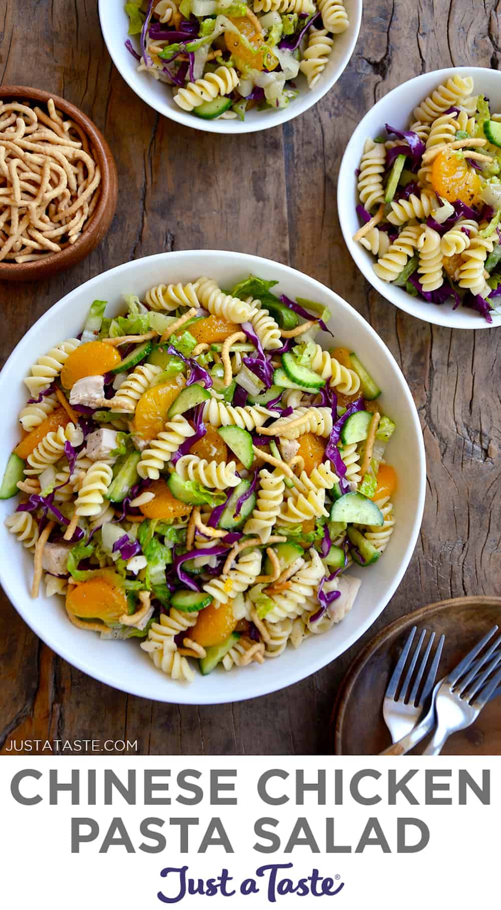 Chinese Chicken Pasta Salad with Sesame Dressing - Just a Taste