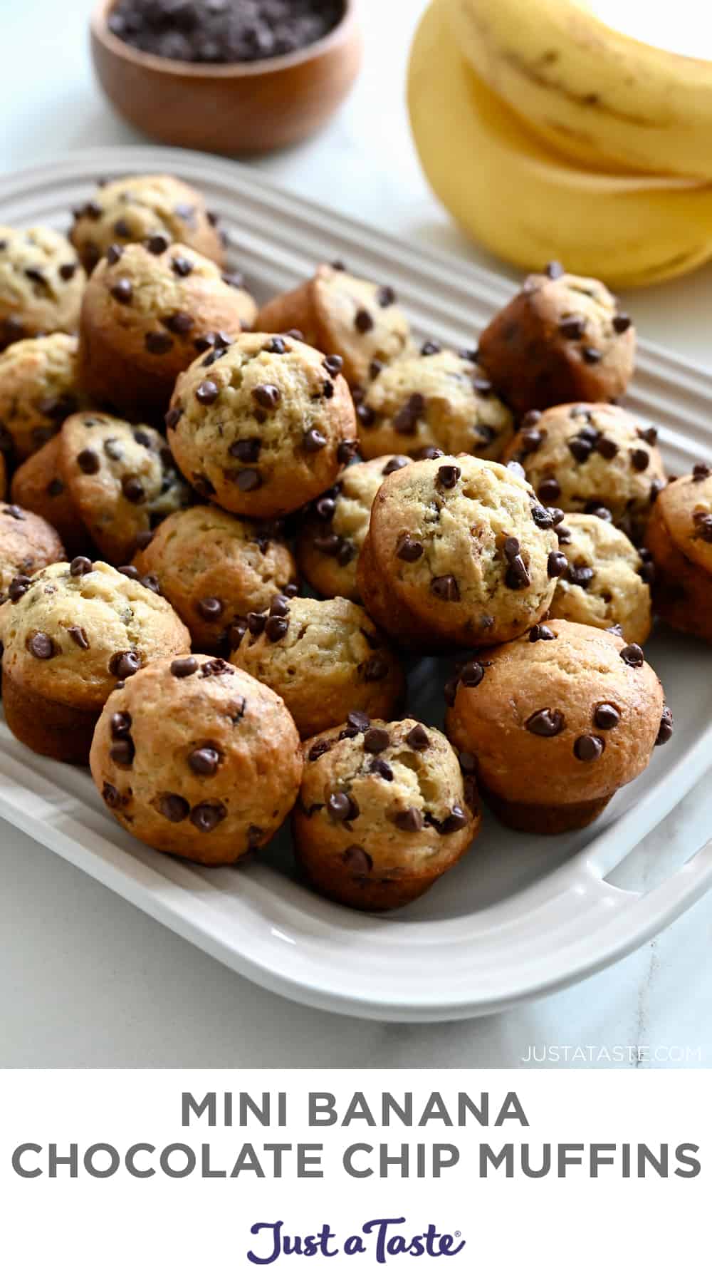 Mini Banana Chocolate Chip Muffins - Just a Taste