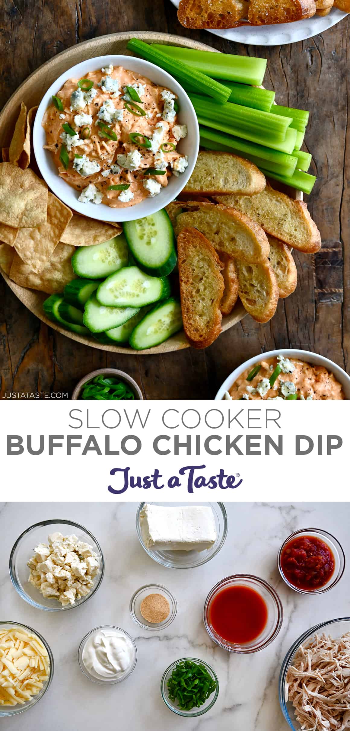 Buffalo Chicken Dip (Slow Cooker or Oven-Baked)