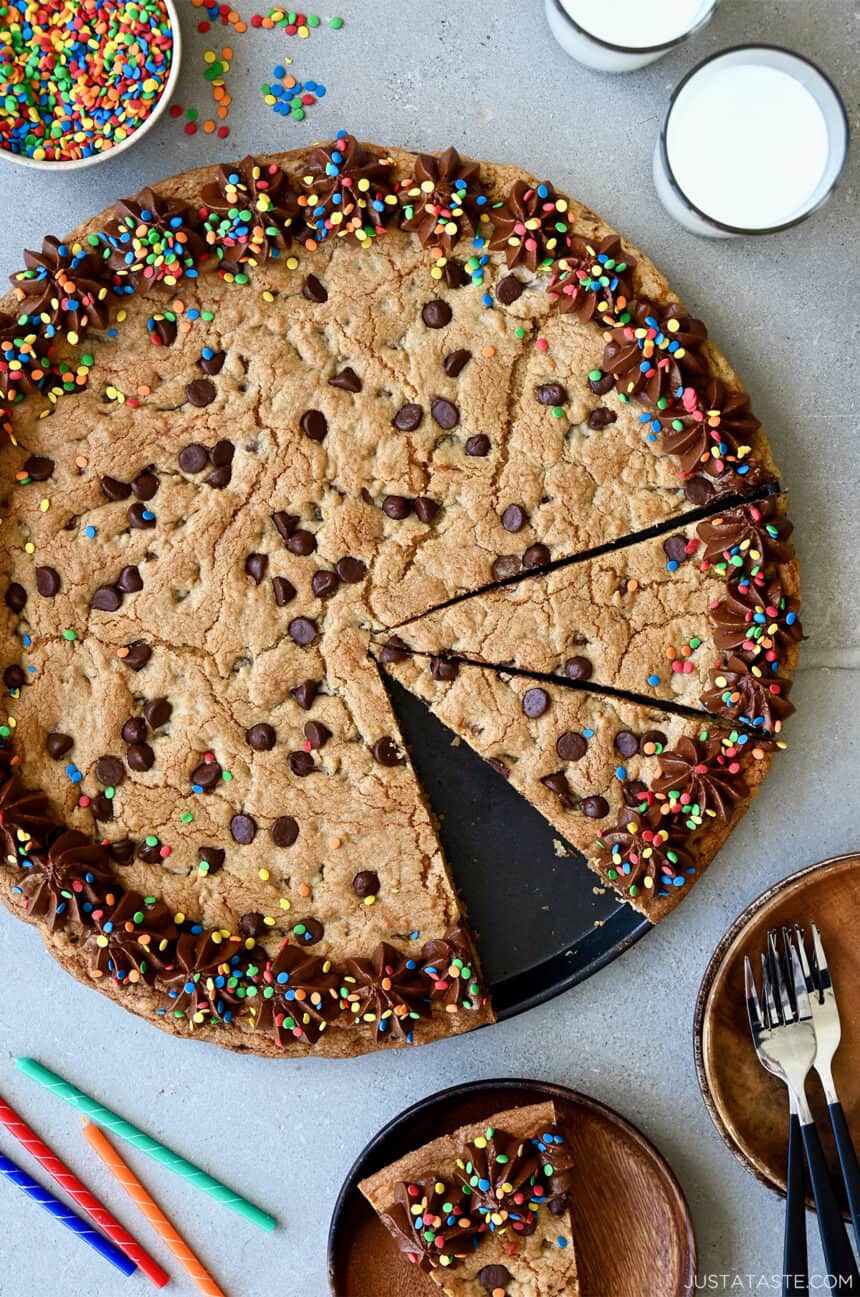 Giant Chocolate Chip Cookie Cake - Just a Taste