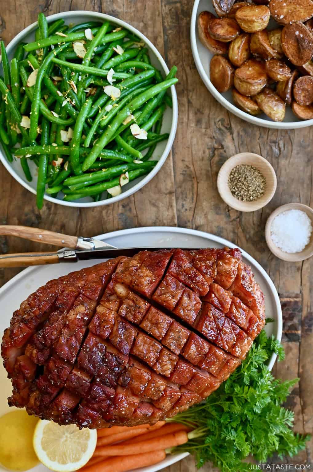 Baked Ham with Brown Sugar Glaze - Just a Taste